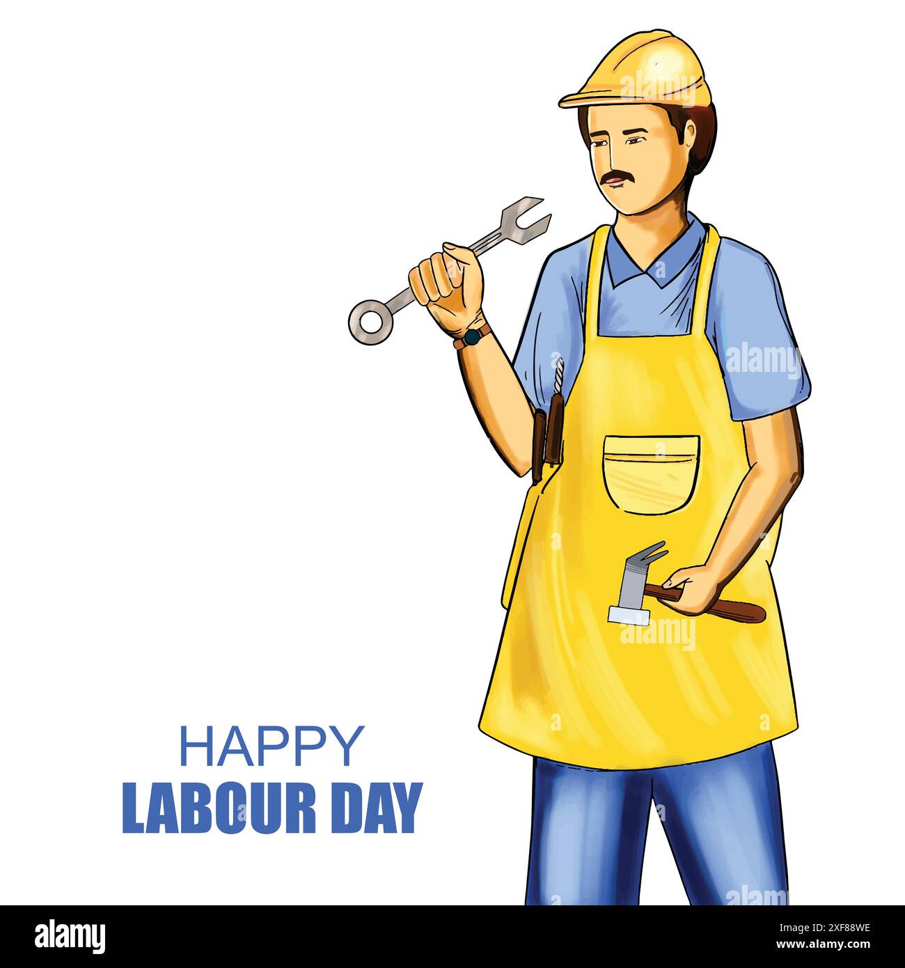 Happy labour day on workar card design Stock Vector Image & Art - Alamy