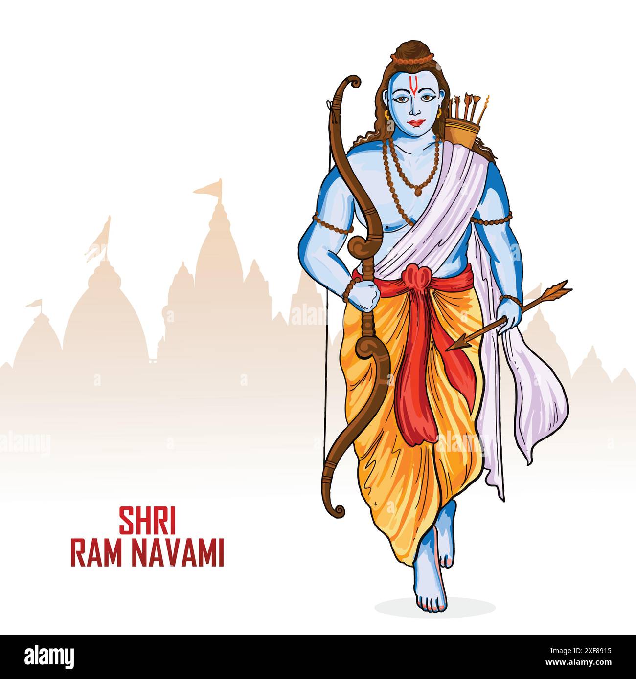 Shri ram navami festival celebration card background Stock Vector Image ...