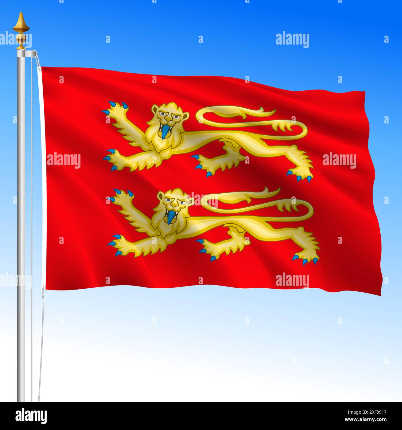 Normandy regional waving flag, France, European Union, vector ...