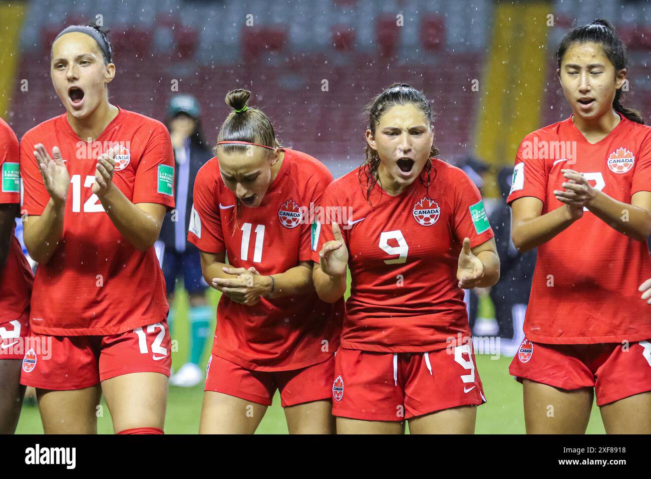 Vivianne Bessette, Kaila Novak and Miya Grant of Canada during the FIFA ...