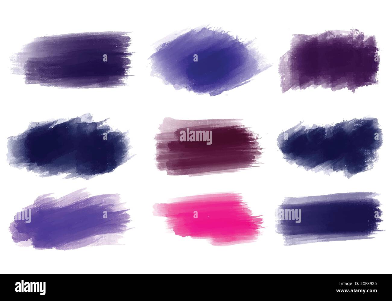 Ink paint colorful brush stroke splatter set design Stock Vector Image ...