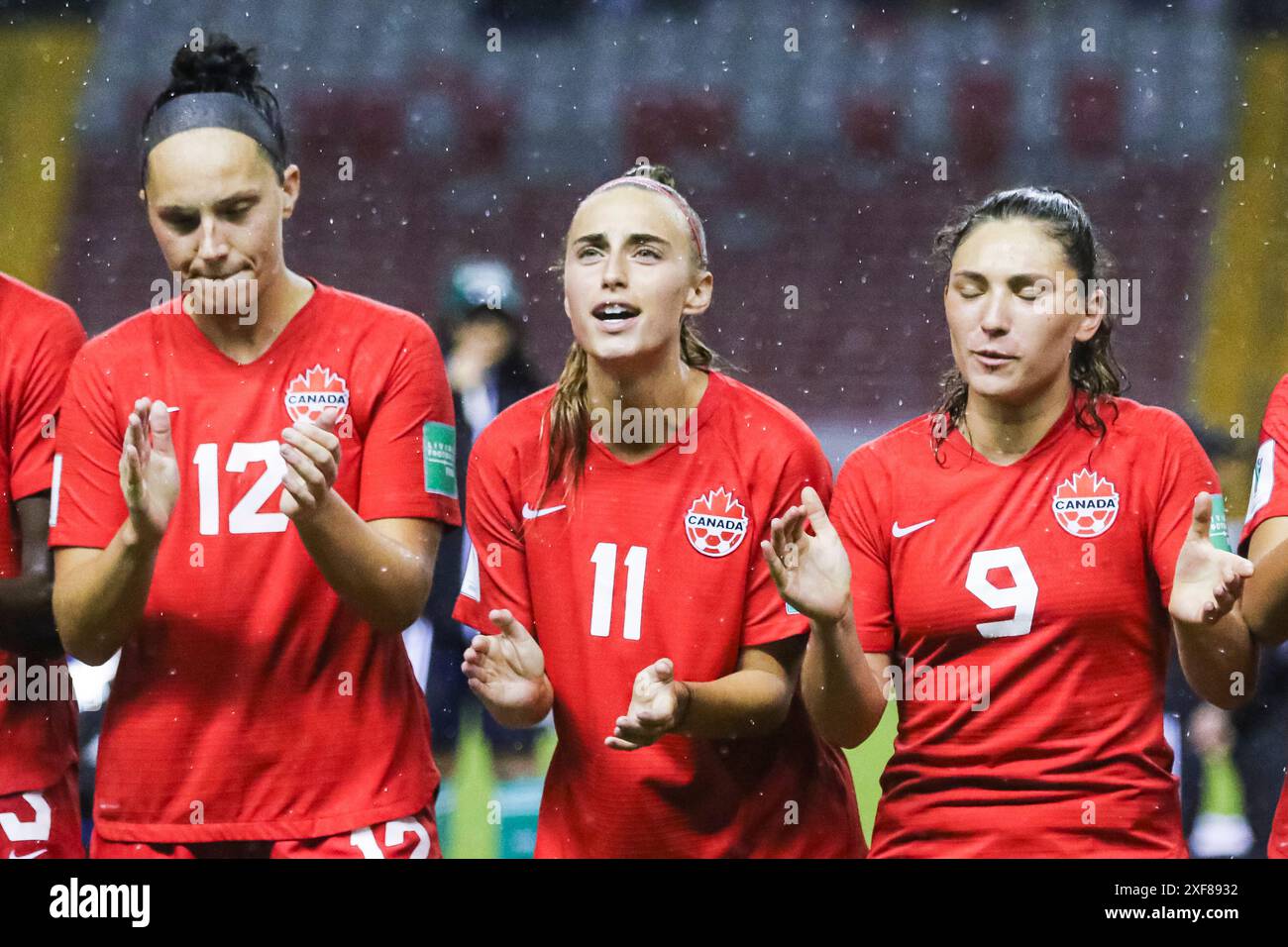 Vivianne Bessette, Kaila Novak and Miya Grant of Canada during the FIFA ...