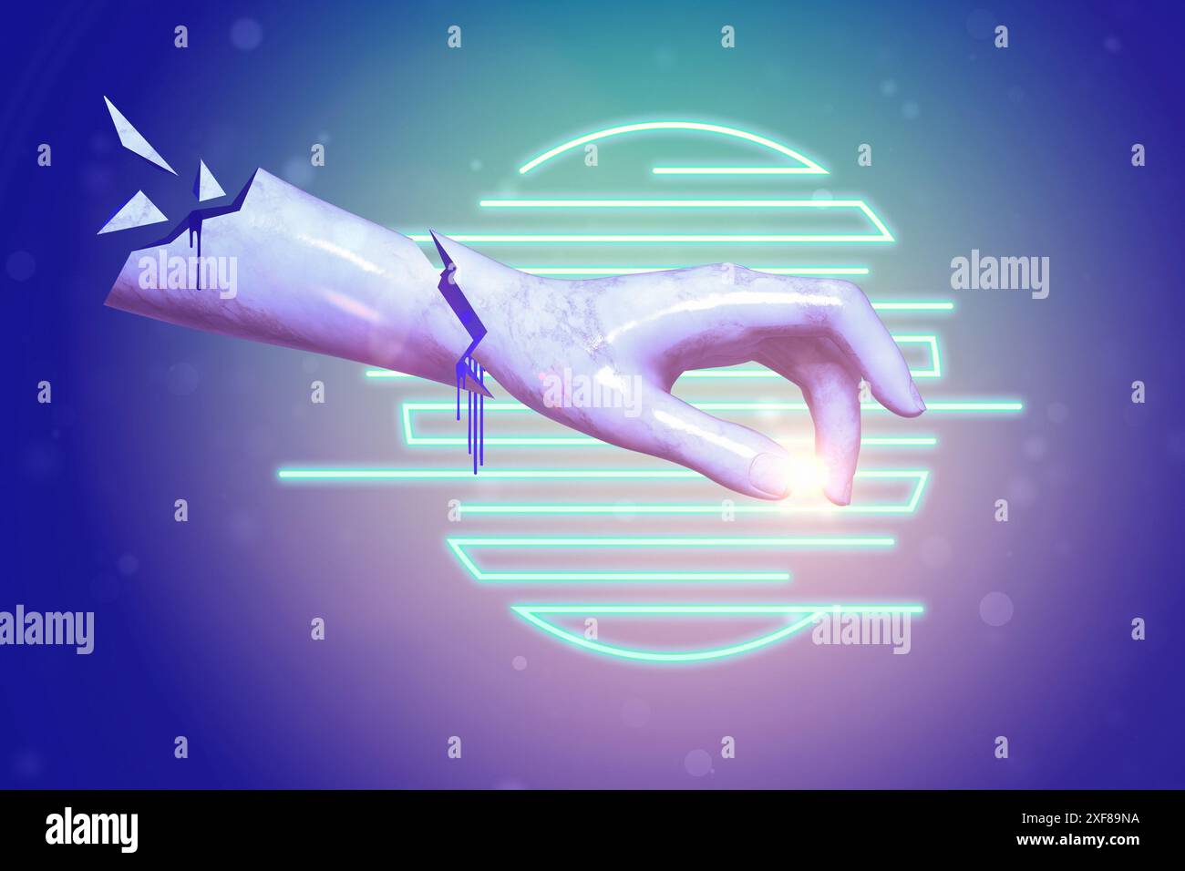 White marble sculpture of an elegant young female hand vaporwave. High ...