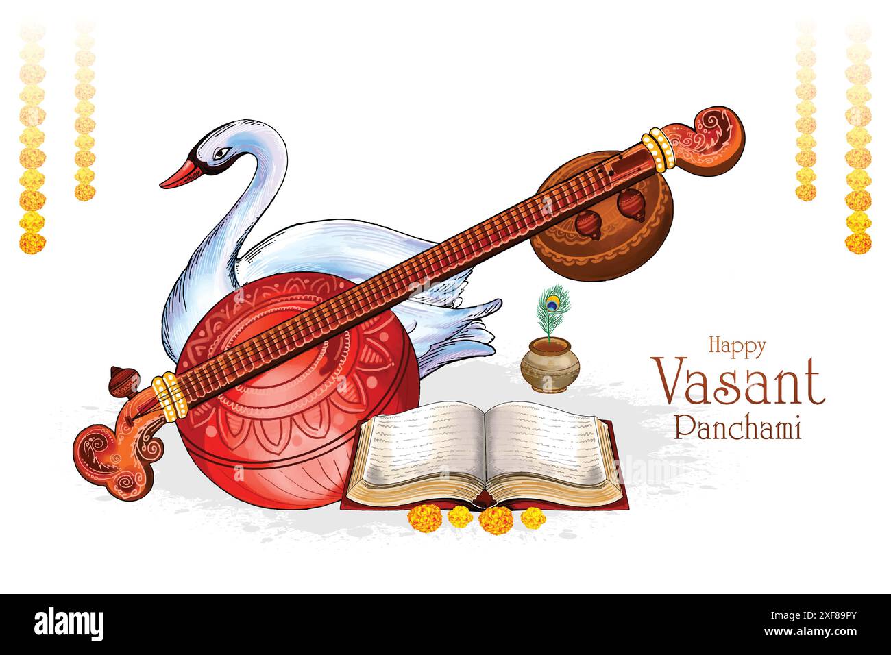 Happy vasant panchami indian cultural festival background Stock Vector ...