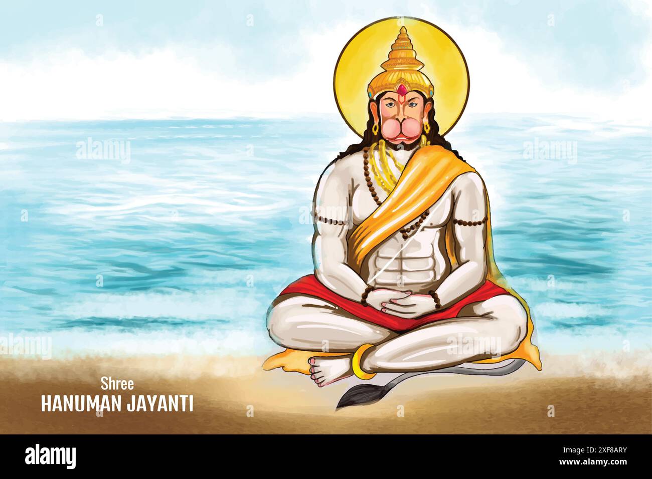 Haapy hanuman jayanti on lord hanuman celebration illustration ...