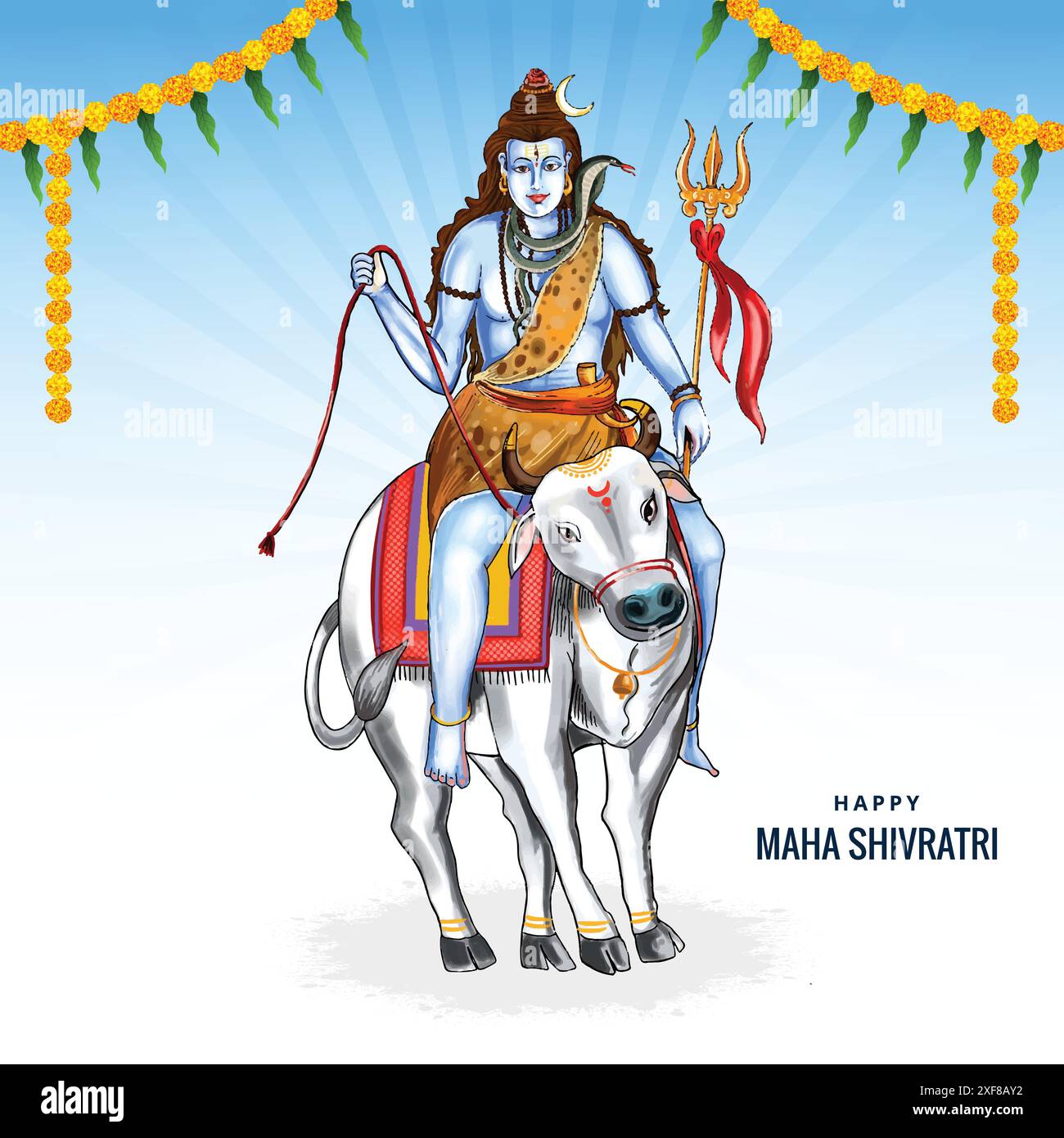 Indian god of hindu for maha shivratri festival of india card ...
