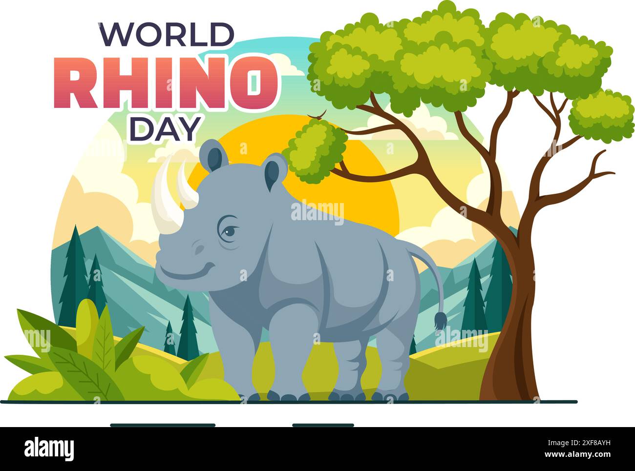 World Rhino Day Vector Illustration on September 22 for Rhinos Lovers ...
