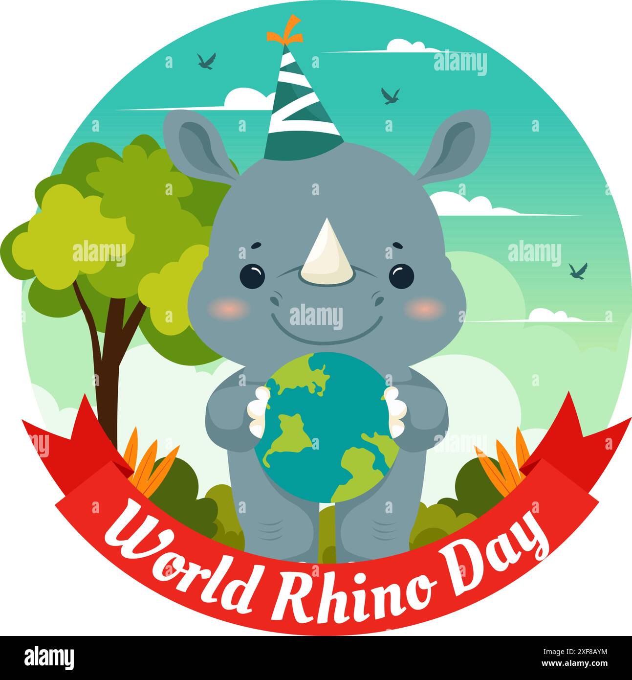 World Rhino Day Vector Illustration on September 22 for Rhinos Lovers ...