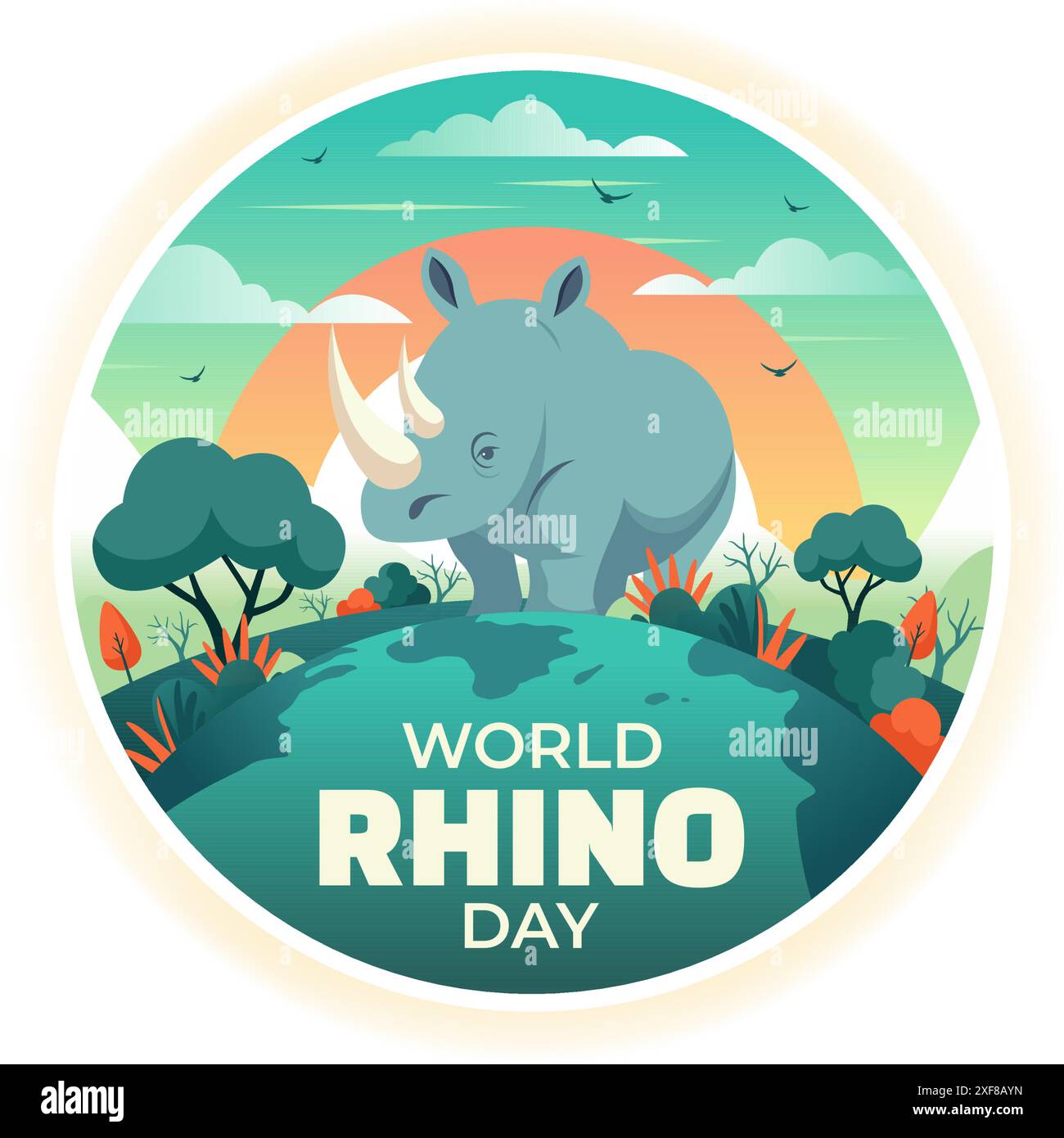World Rhino Day Vector Illustration on September 22 for Rhinos Lovers ...