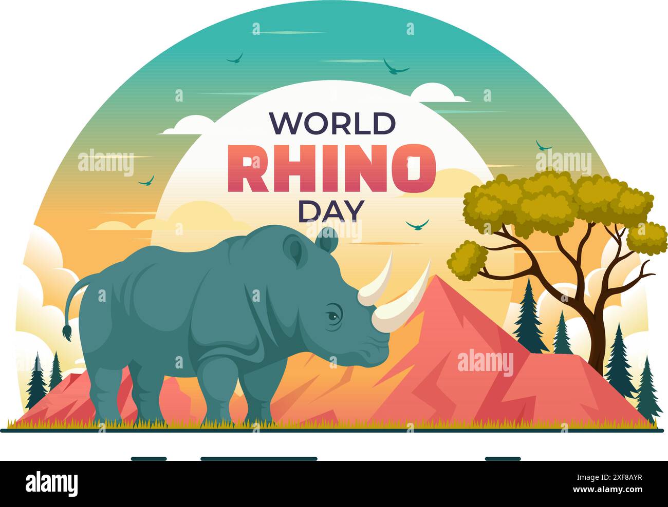 World Rhino Day Vector Illustration on September 22 for Rhinos Lovers ...