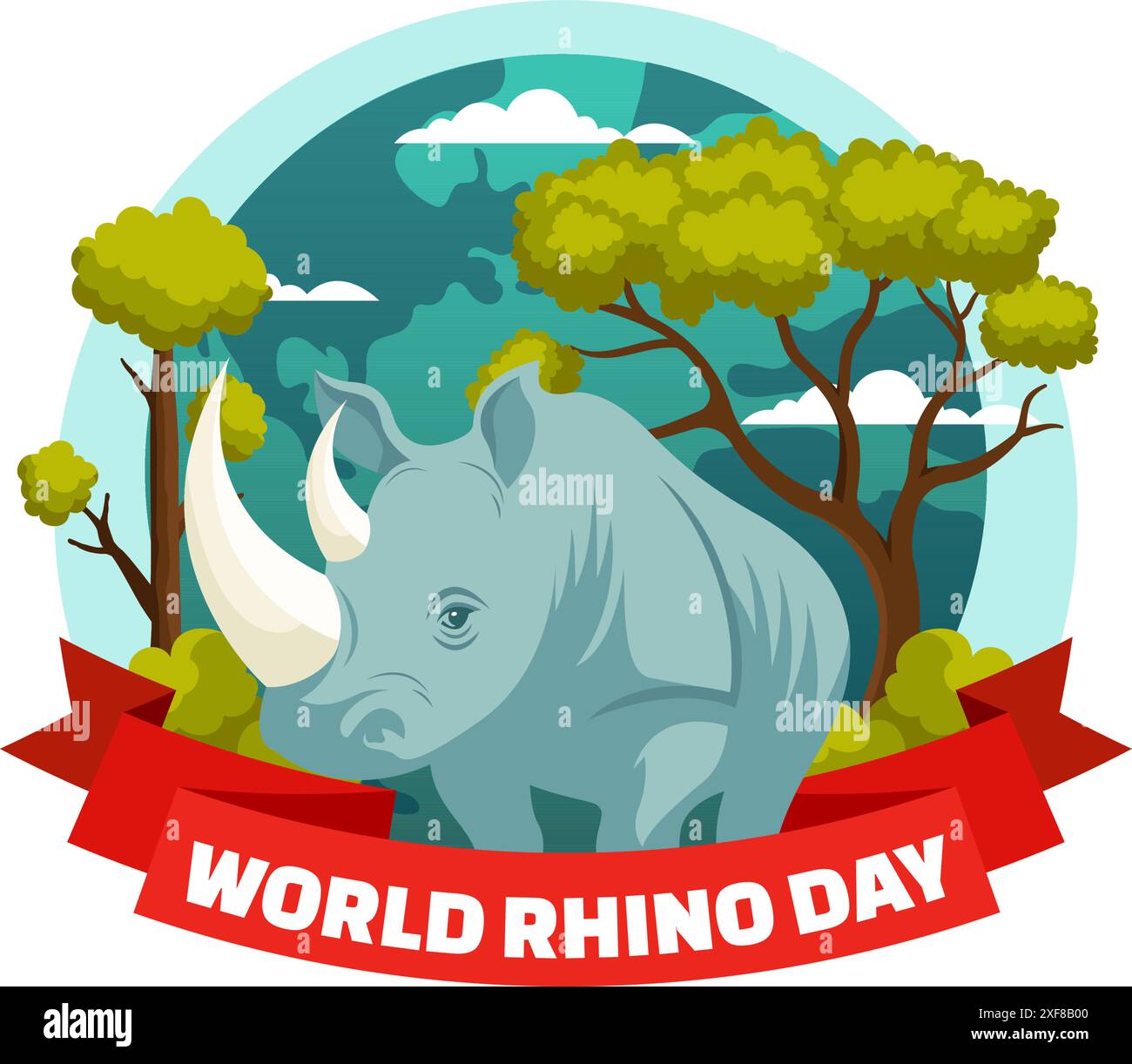 World Rhino Day Vector Illustration on September 22 for Rhinos Lovers ...