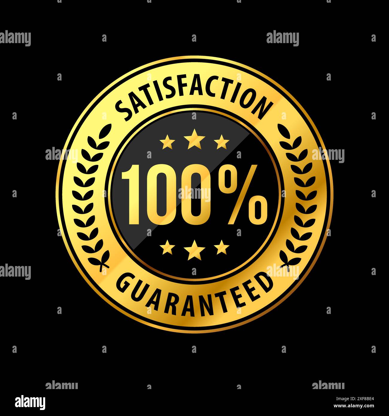 100 Percent Satisfaction Guaranteed Label Badge in Luxury and Premium Gold Frame Design. Logo ...