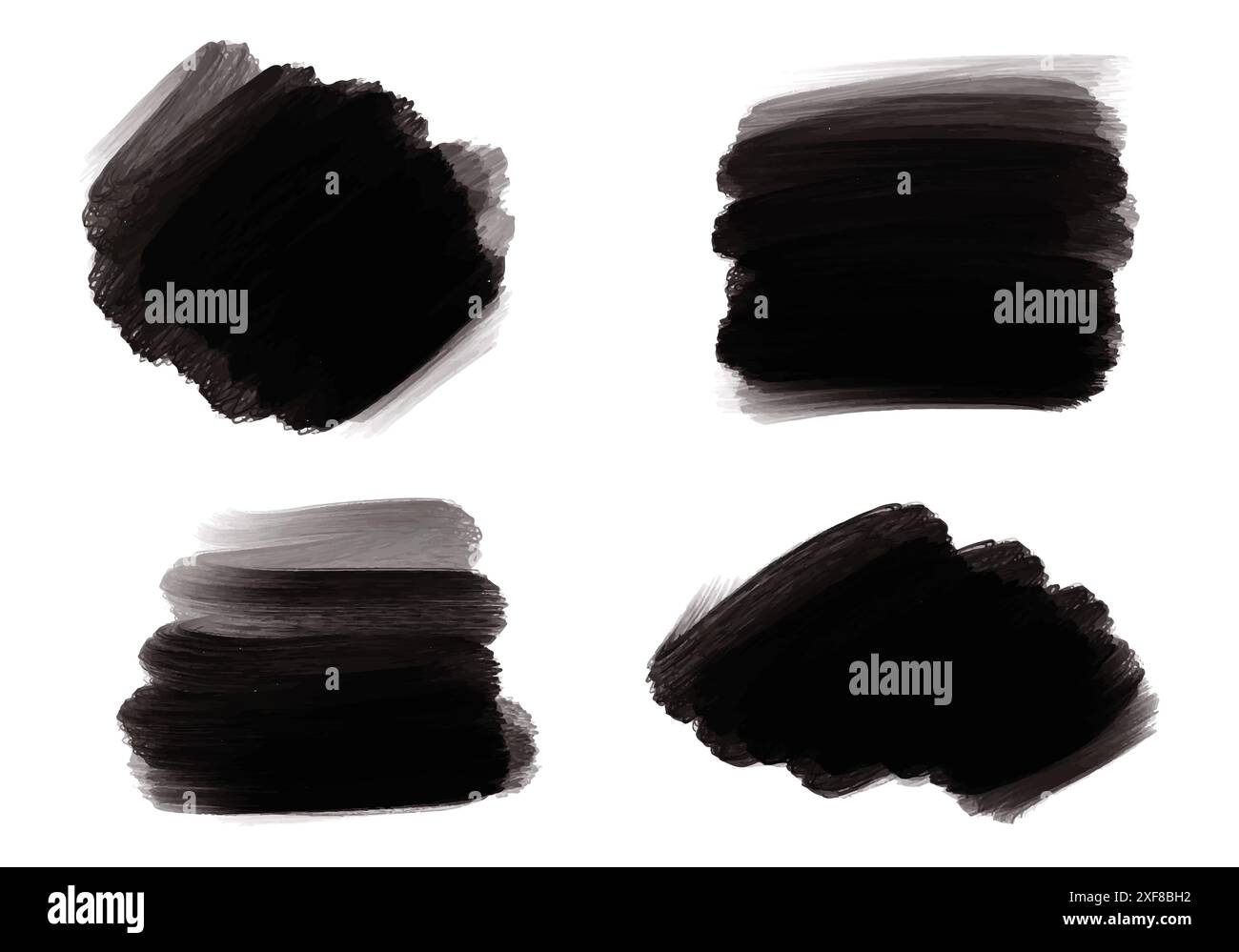 Ink paint black brush stroke splatter set design Stock Vector Image ...