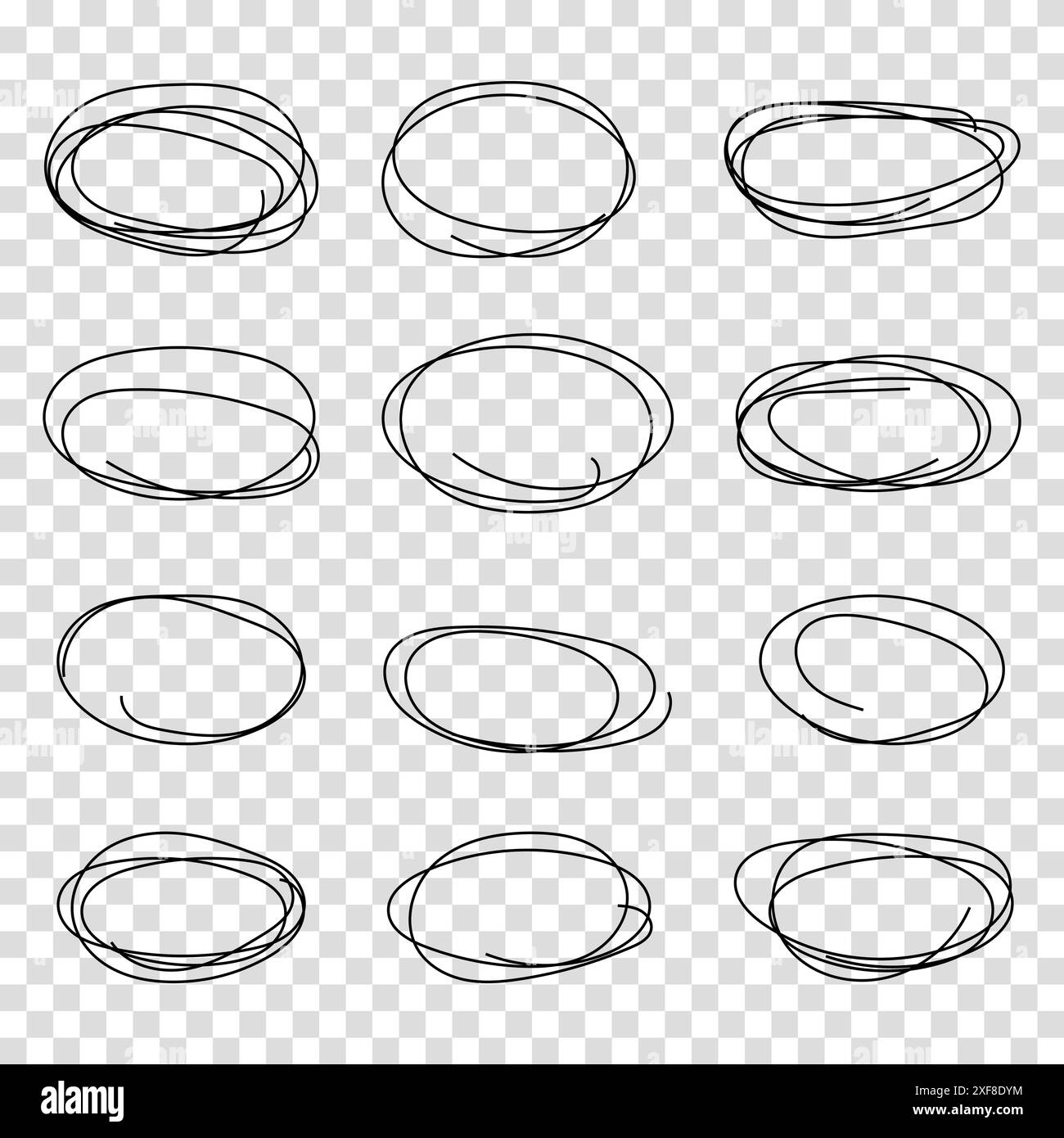 Set of hand drawn black circles and ovals. Highlight circle frames ...