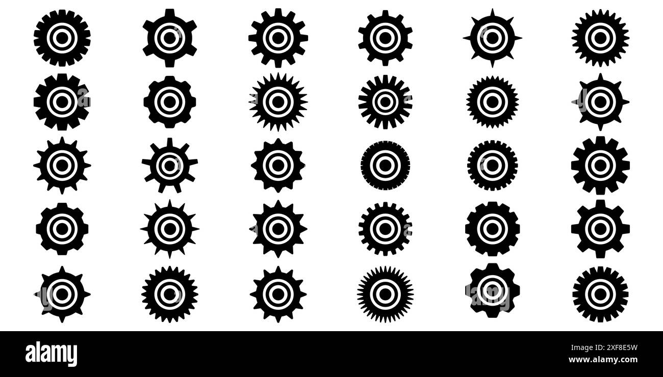 Gears icon set. Setting gears icon. Collection of mechanical cogwheels ...