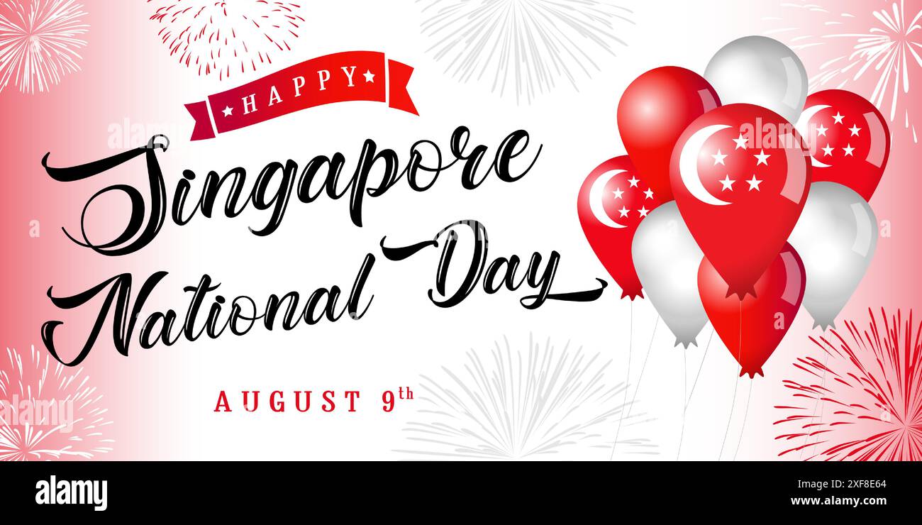 Happy Singapore National Day, August 9th holiday banner Stock Vector ...