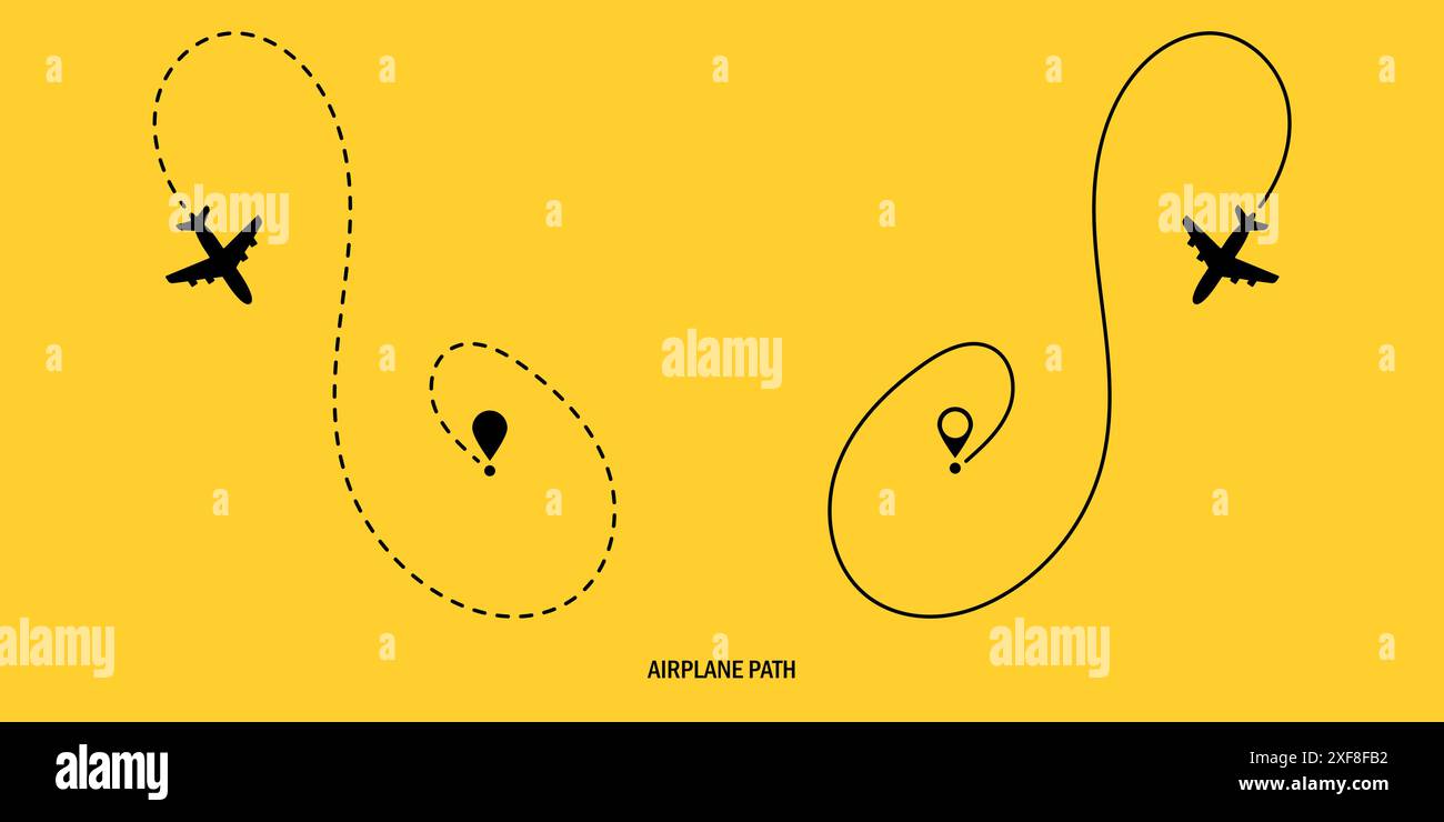 Travel concept. Dotted path airplane. Aircraft tracking. Airplane route ...