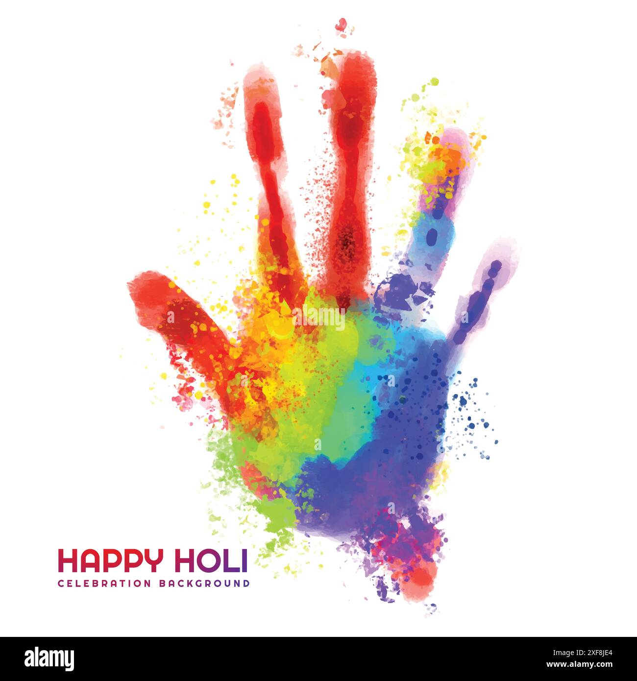 Holi festival with colorful handprint card background Stock Vector ...