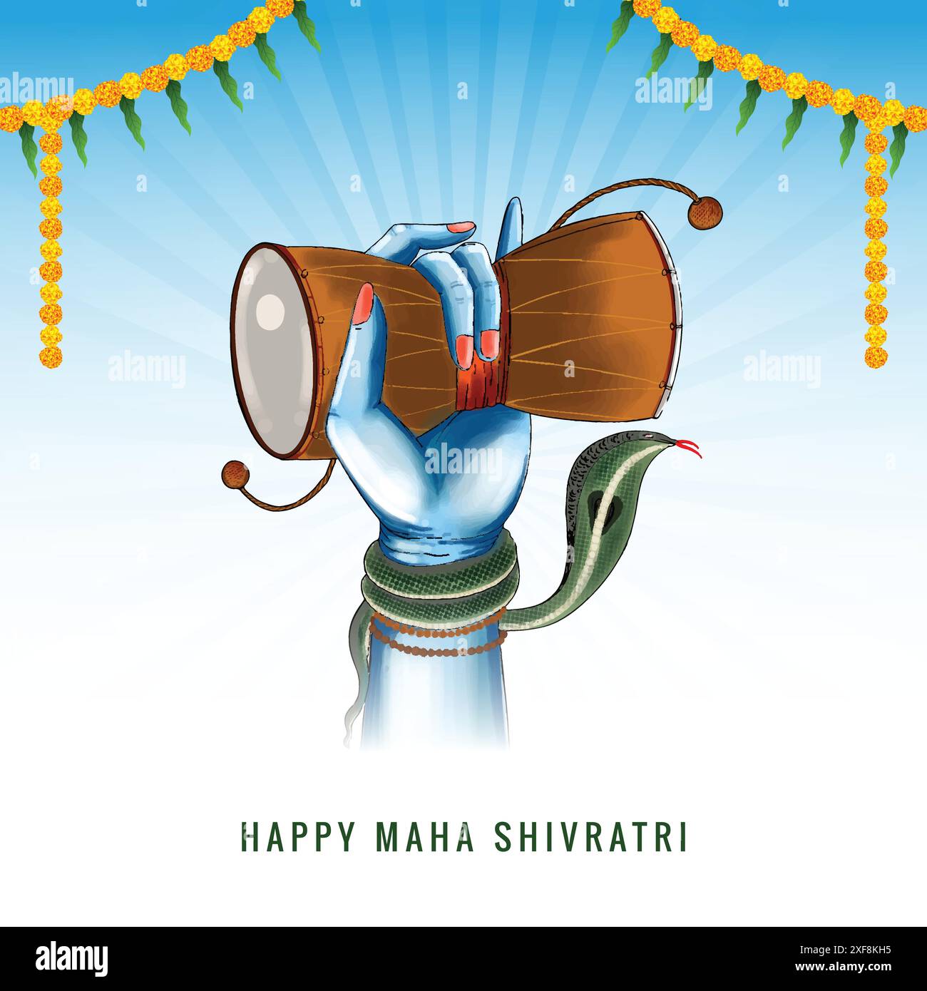 Hindu festival maha shivratri lord shiva hand holding damru card ...