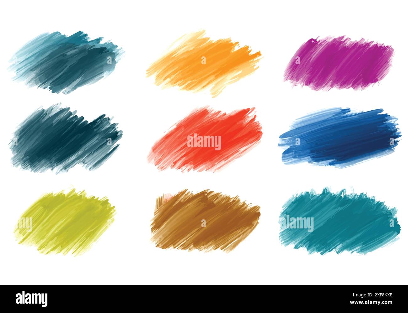 Ink paint colorful brush stroke splatter set design Stock Vector Image ...