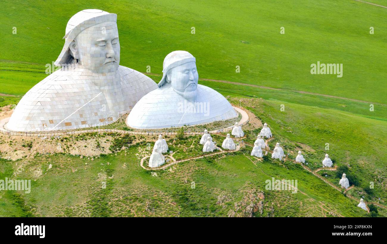 Tongliao, China. 02nd July, 2024. Statues of Genghis Khan and Kublai ...
