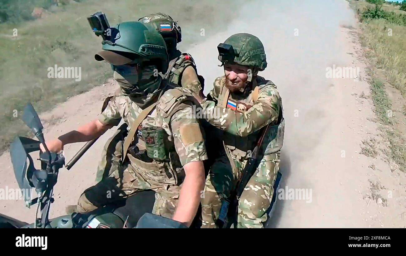 In this photo, taken from video released by the Russian Defense ...