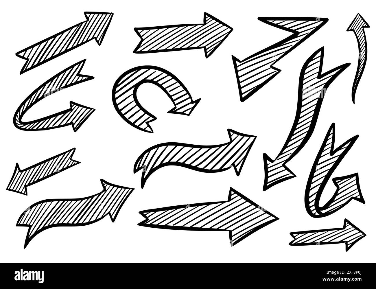 Hand Draw Different Arrows Sketch Set Design Stock Vector Image And Art Alamy 