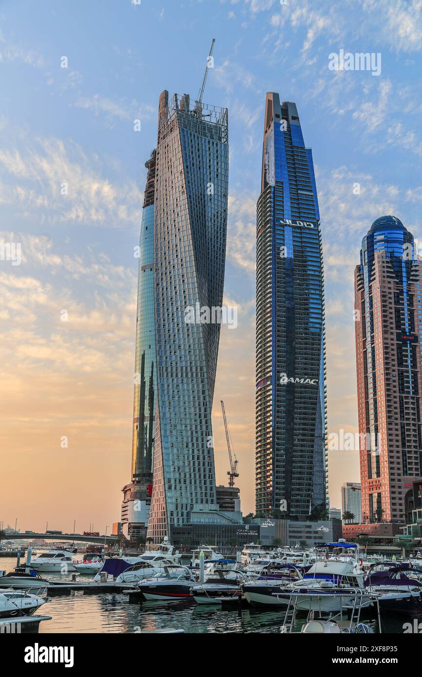 Dubai, UEA - February 23. 2023: Dubai high-rise futuristic buildings ...