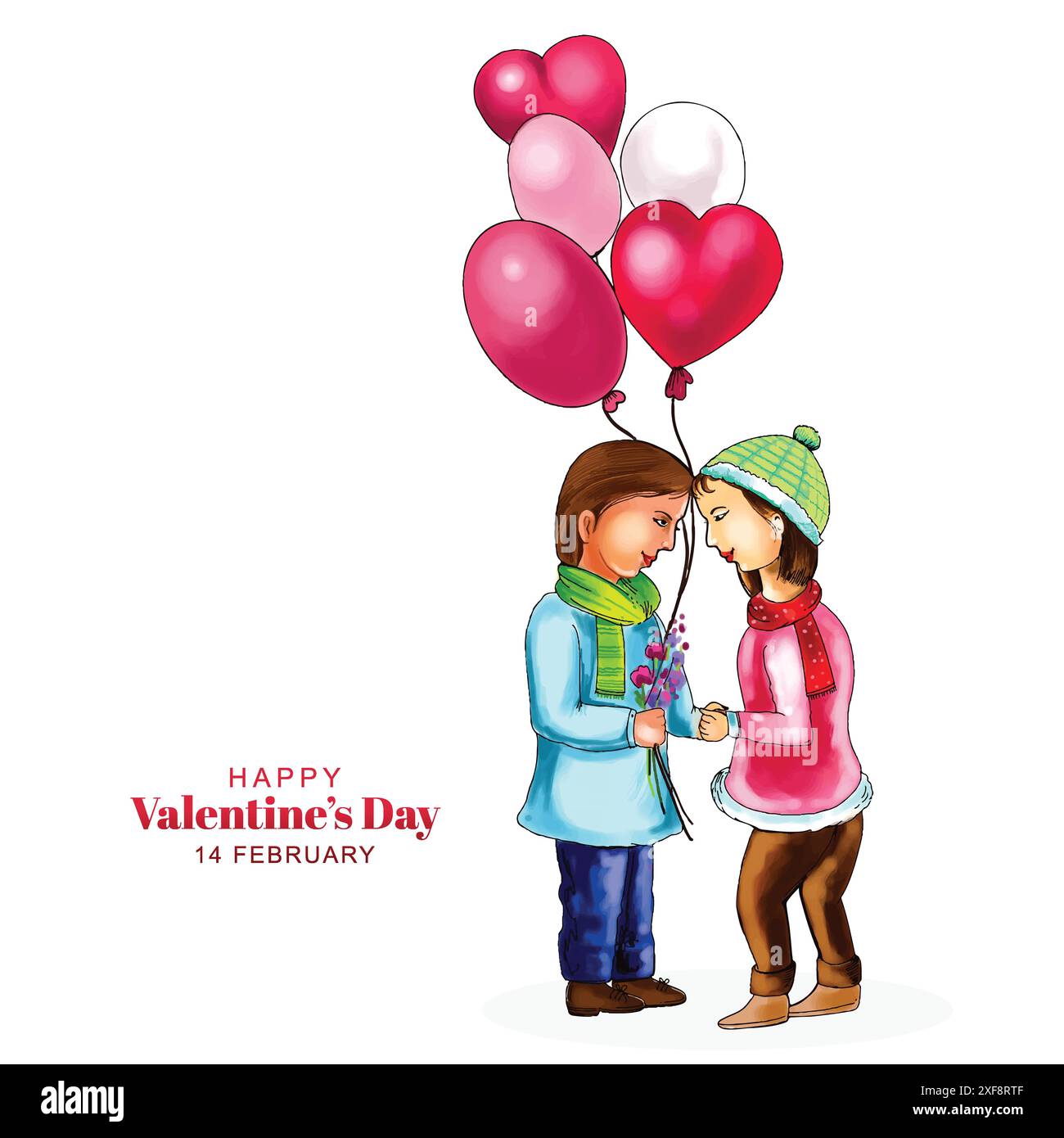 Beautiful cute little kids for harts valentines day card background ...