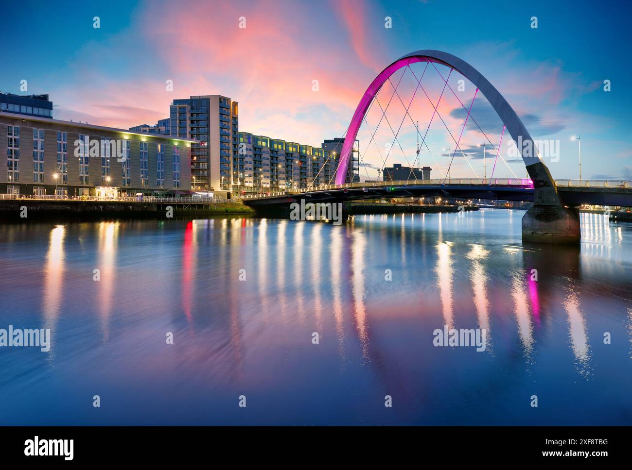 Scotland - Glasgow panorama skyline with Clyde Arc over The River Clyde ...