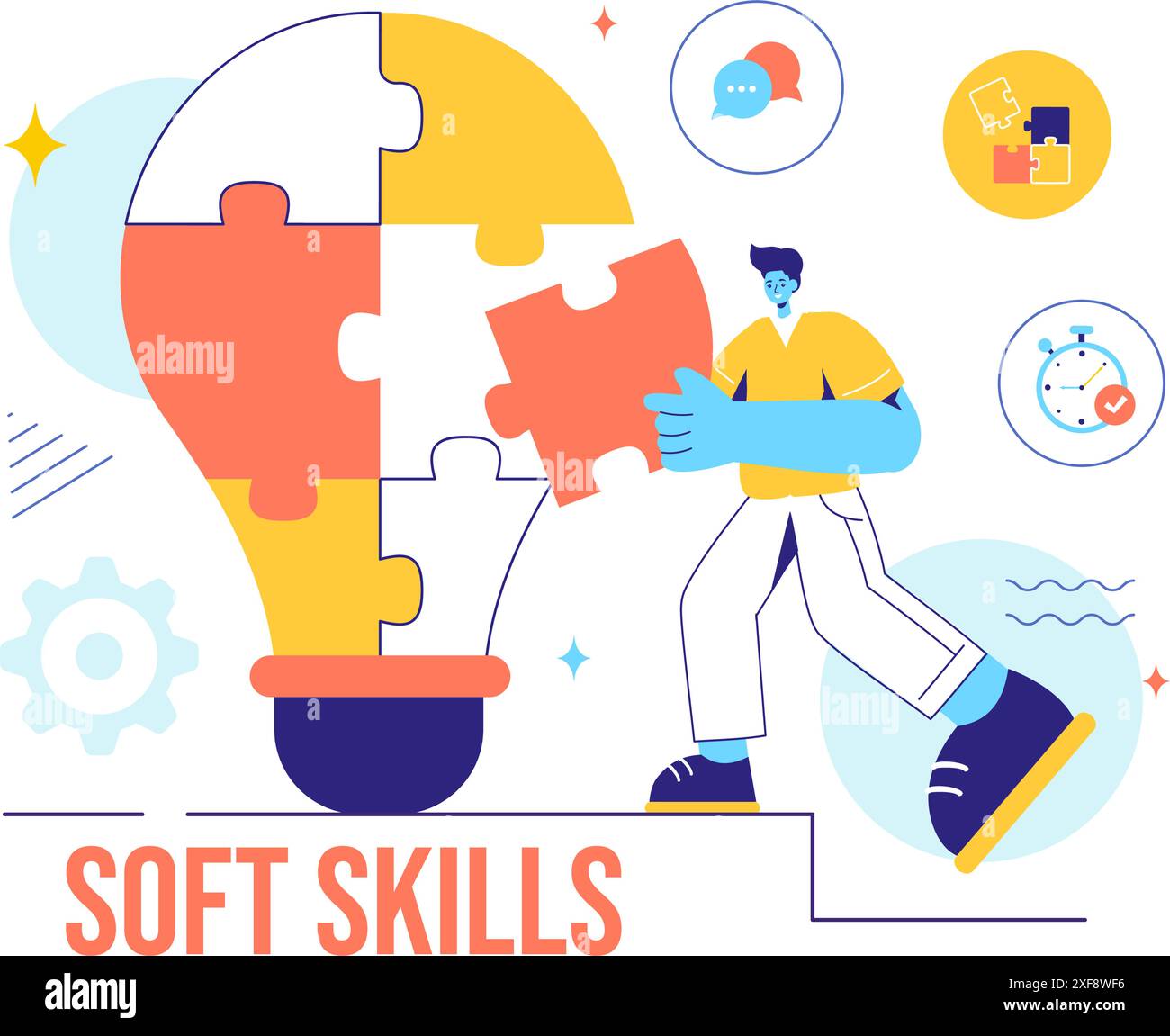 Vector Illustration of Office Workers Demonstrating Soft Skills of ...