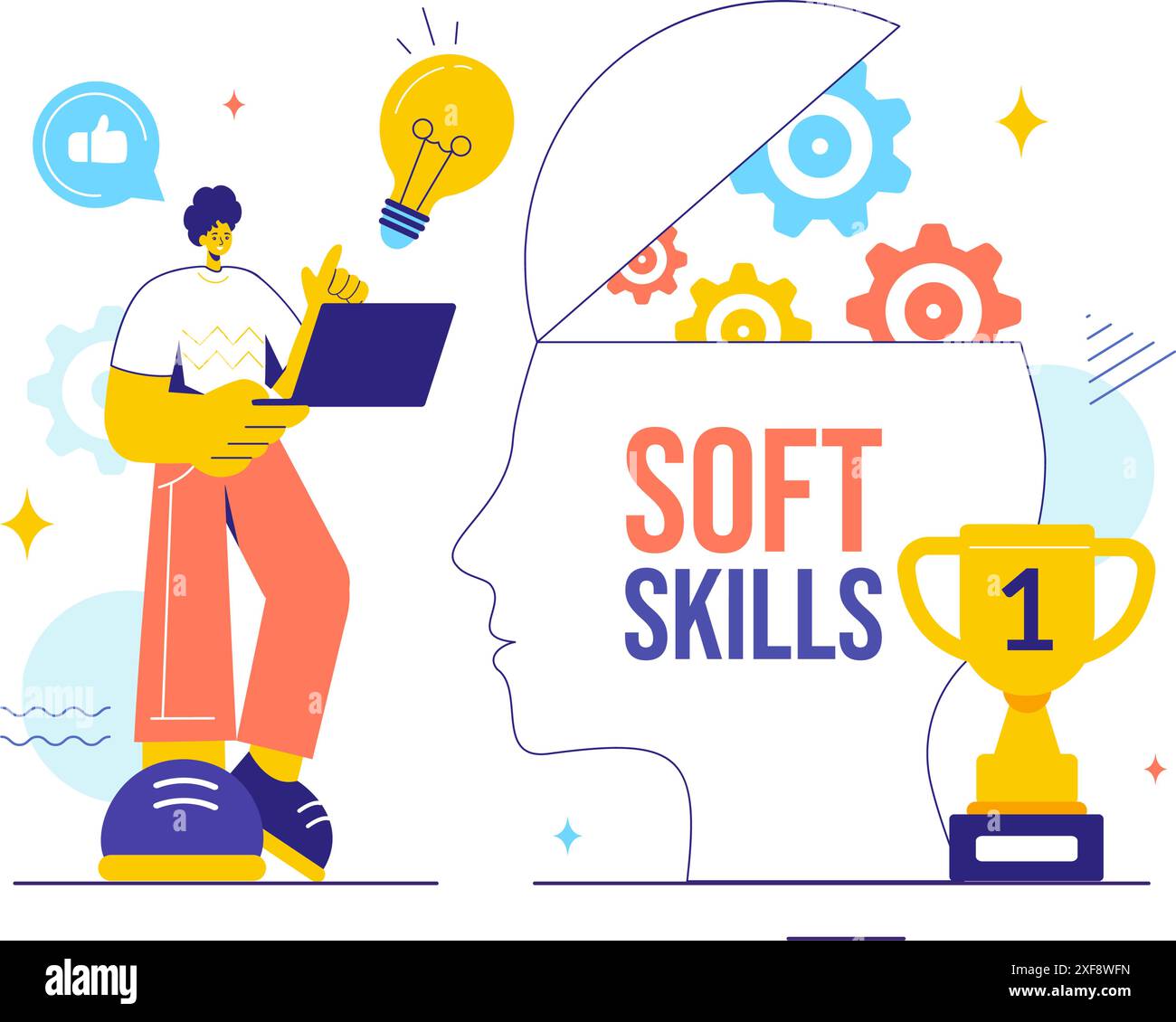 Vector Illustration of Office Workers Demonstrating Soft Skills of ...