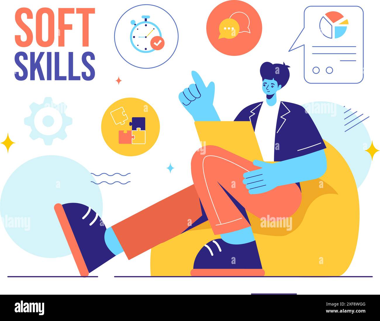 Vector Illustration of Office Workers Demonstrating Soft Skills of Empathy, Communication, Idea ...