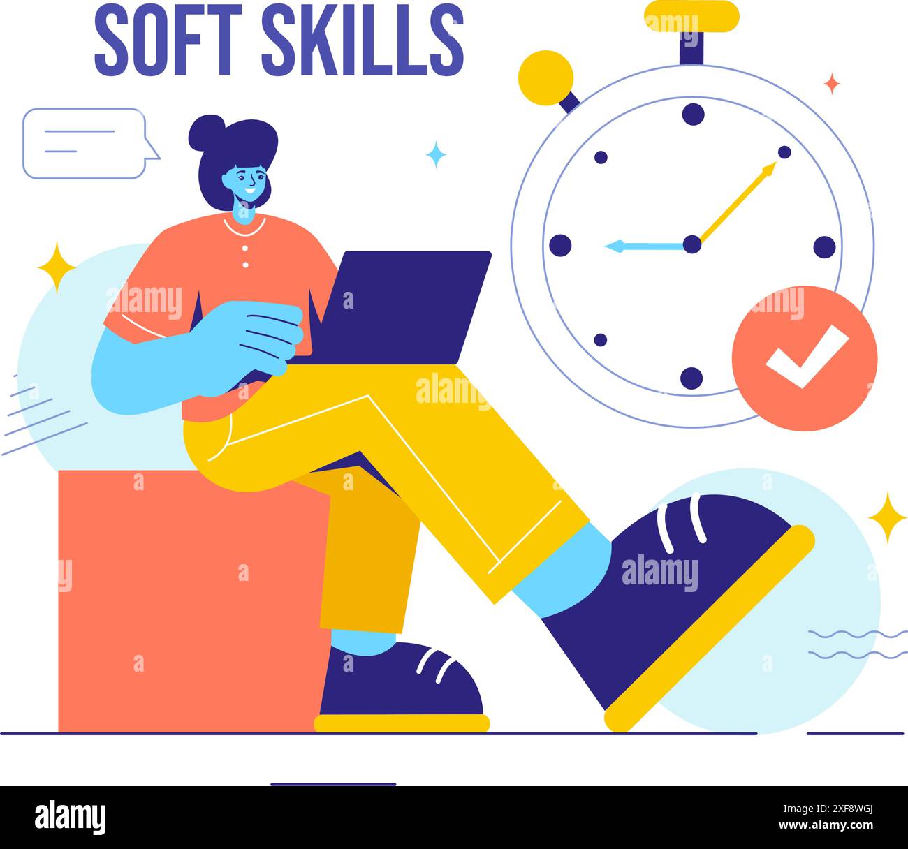 Vector Illustration of Office Workers Demonstrating Soft Skills of ...