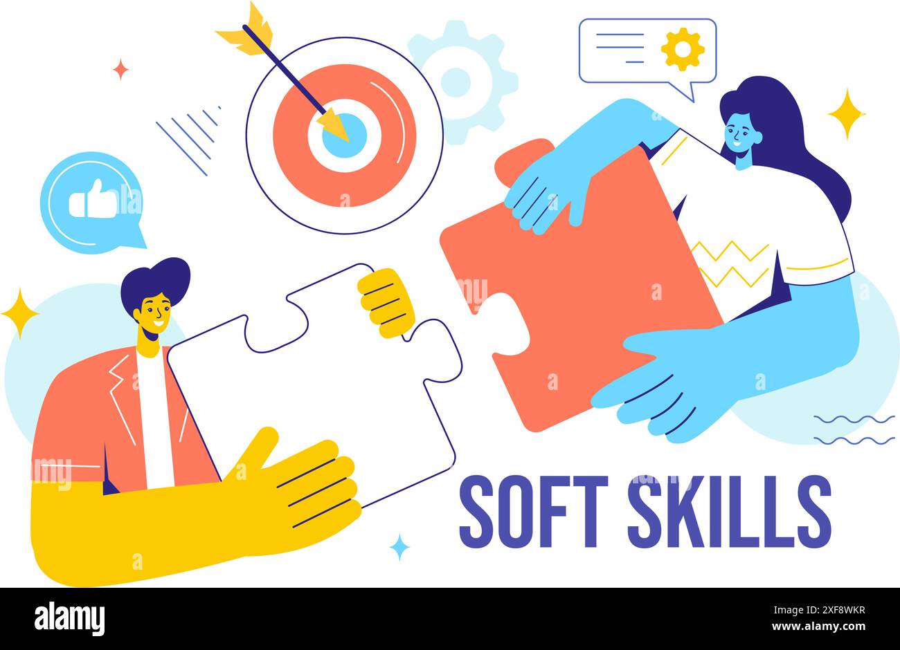 Vector Illustration of Office Workers Demonstrating Soft Skills of ...