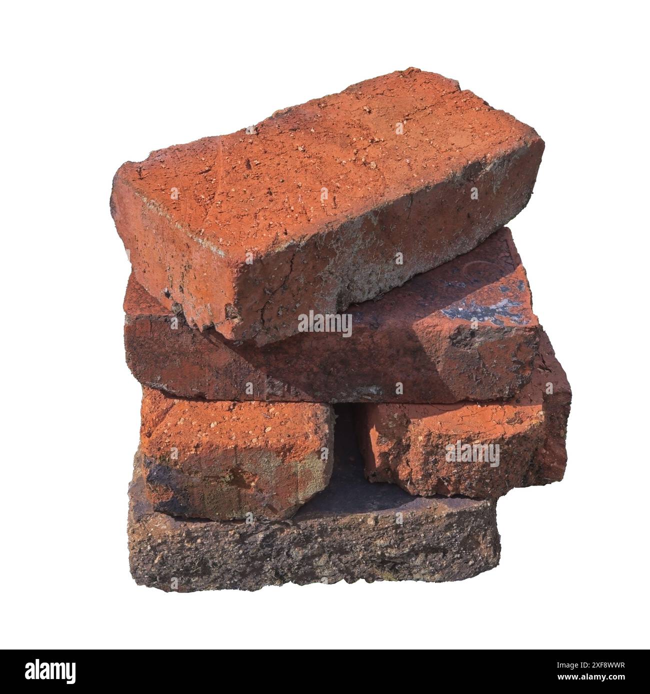 Stack of old red bricks isolate on a white background close-up Stock ...