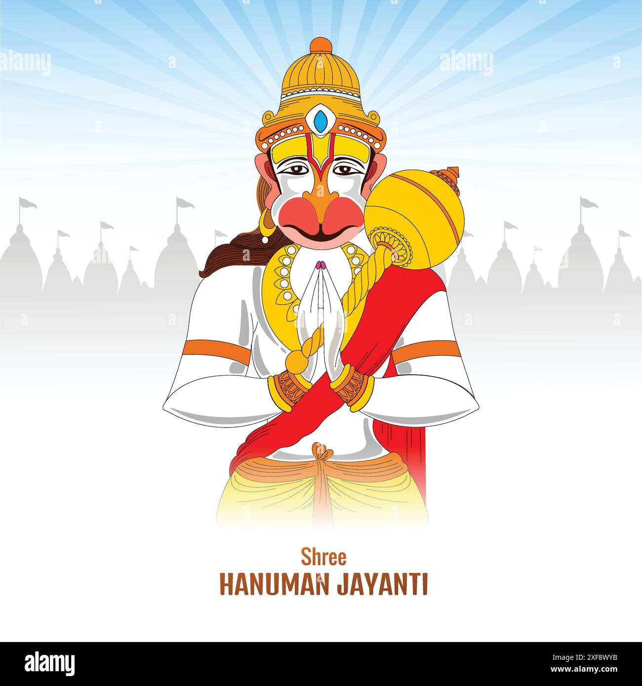 Hanuman jayanti festival of india celebration background Stock Vector ...