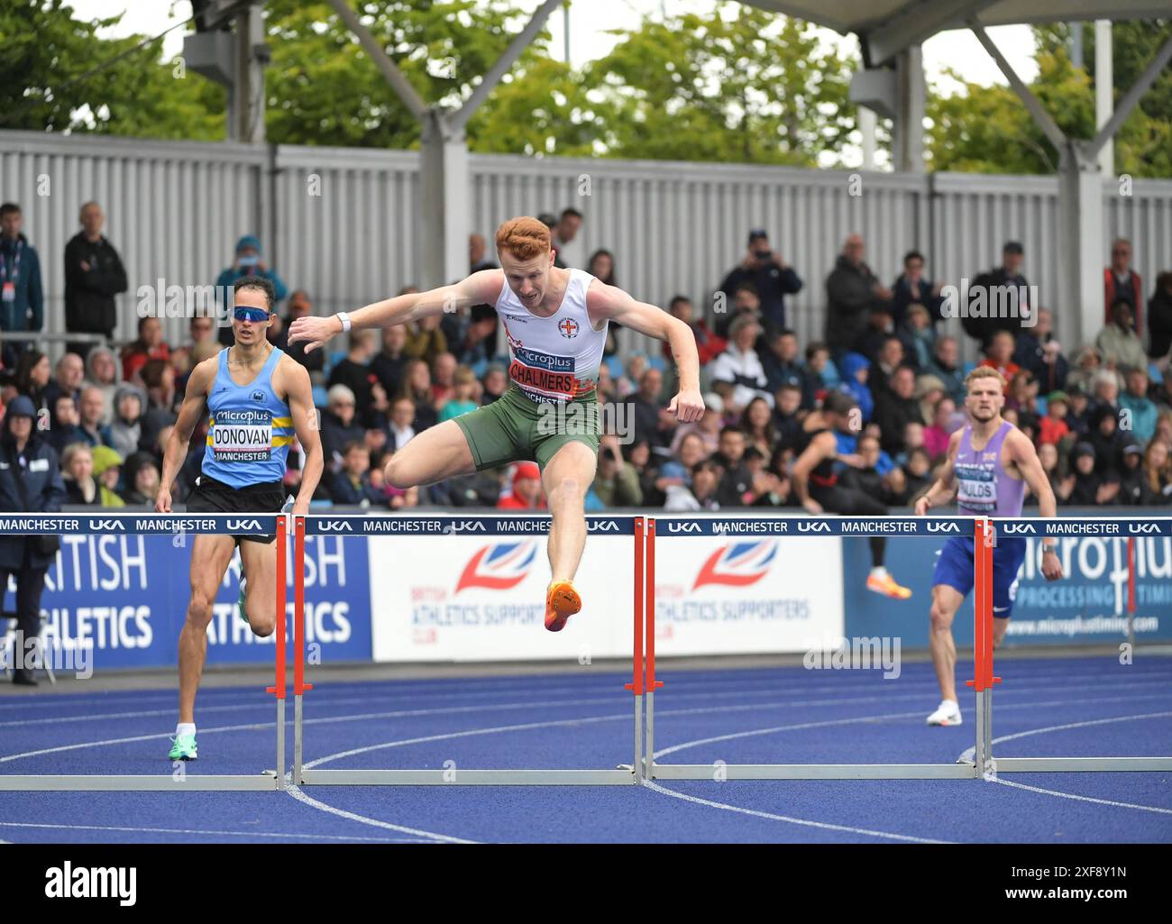 Alastair Chalmers competing in the men's 400m hurdles final at the UK ...
