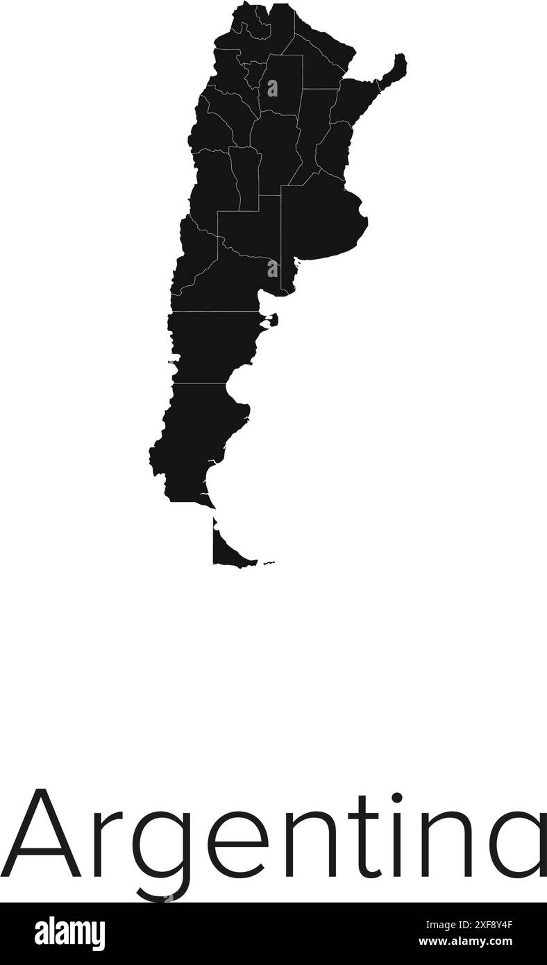 Argentina Map Vector Illustration - Silhouette, Outline, Argentina ...