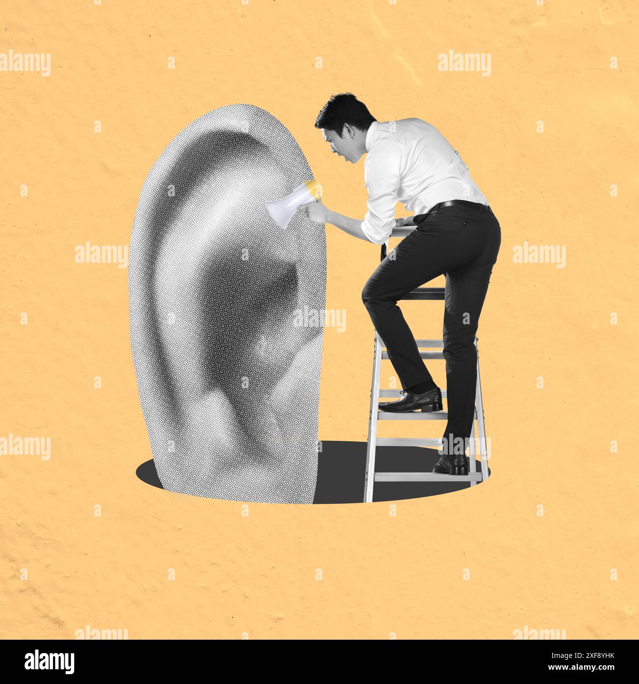 Contemporary art collage expressing the concept of freedom of speech ...