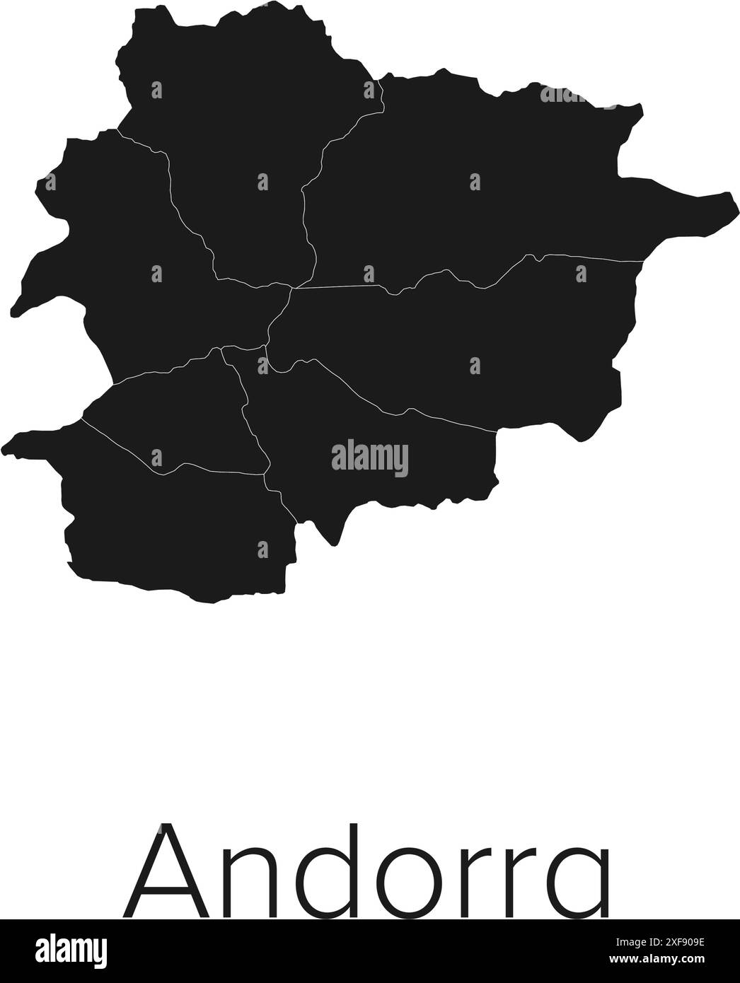 Andorra Map Vector Illustration - Silhouette, Outline, Andorra Travel ...
