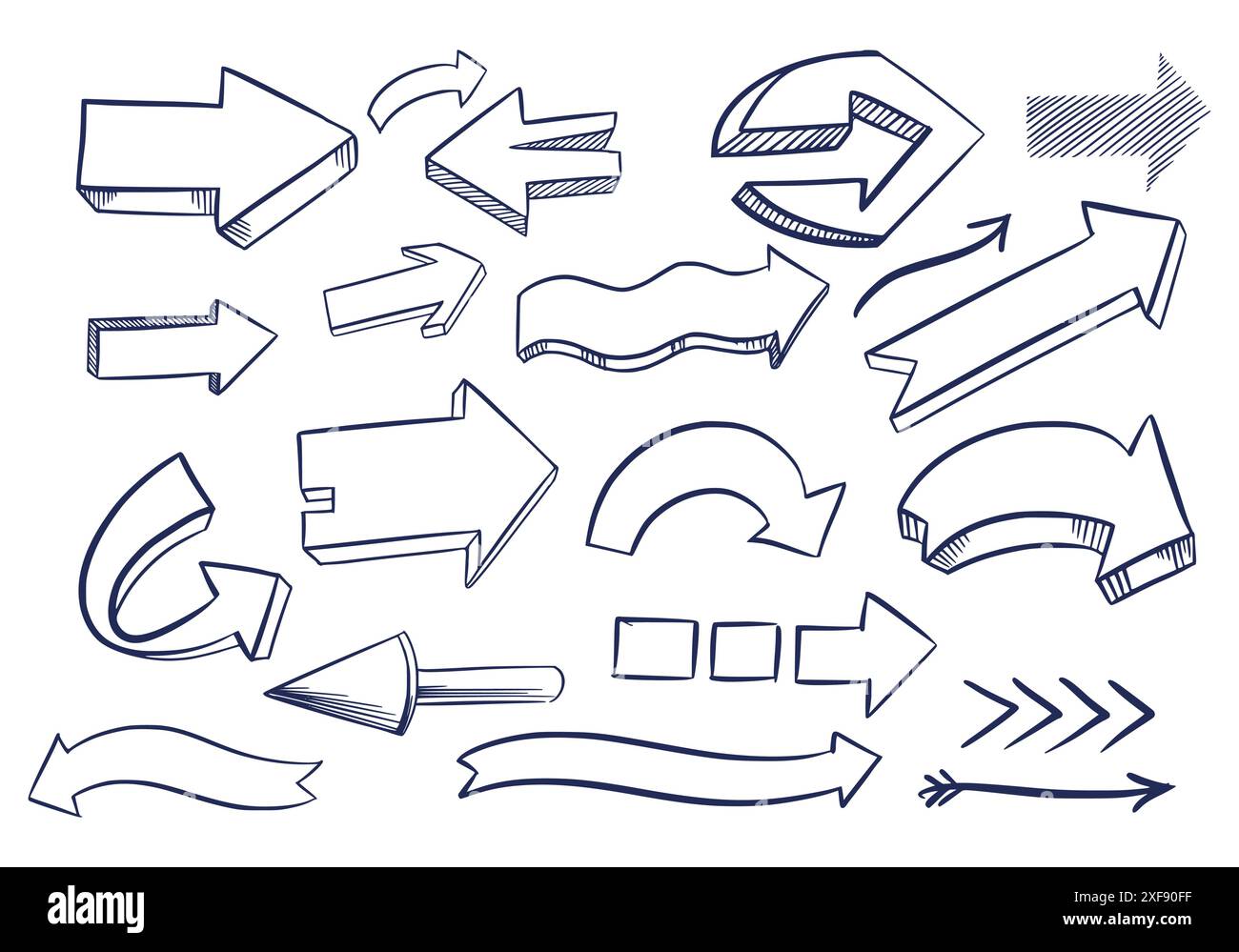 Hand draw different arrows sketch set design Stock Vector Image & Art ...