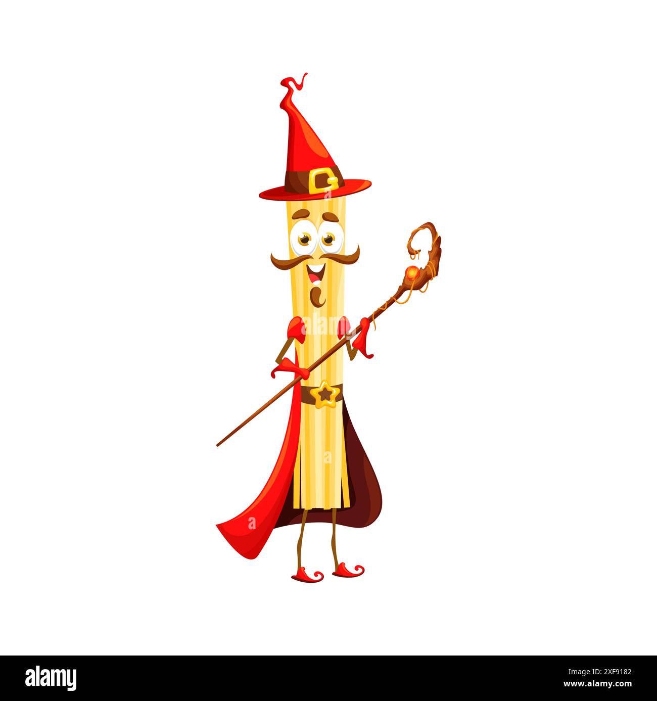 Cartoon Halloween italian pasta wizard character. Isolated vector ...