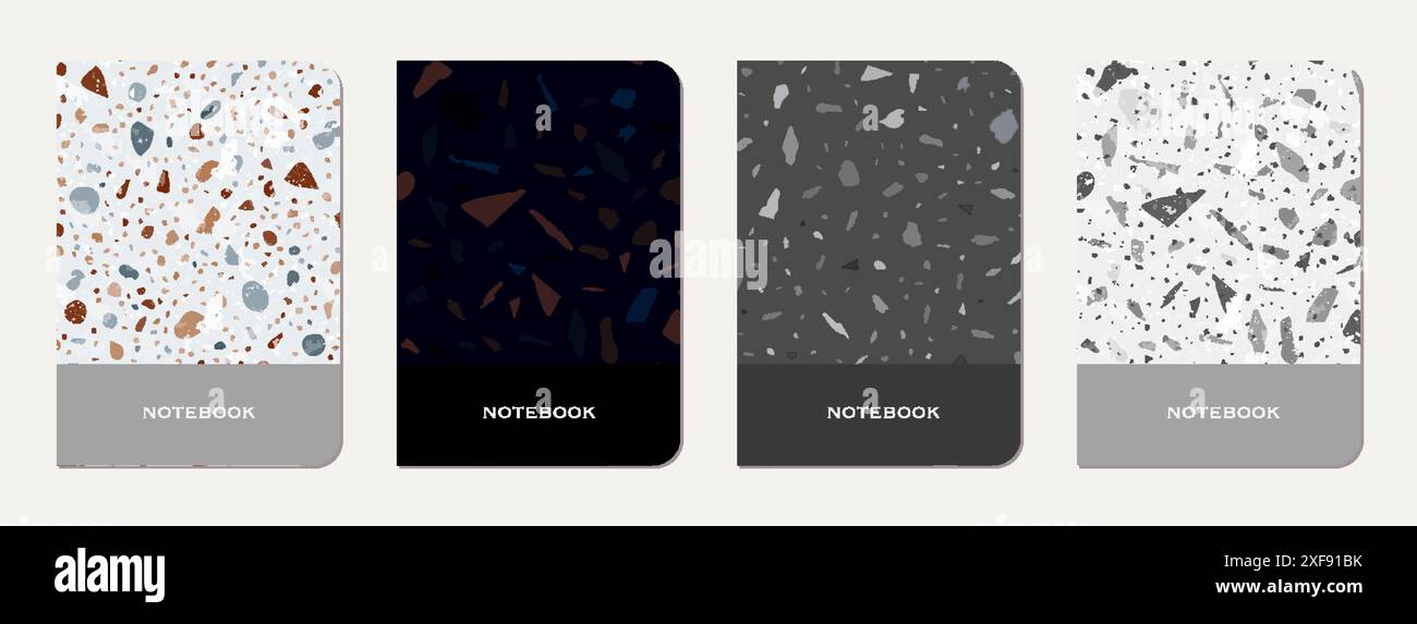 School notebook cover design. Terrazzo abstract background made of ...
