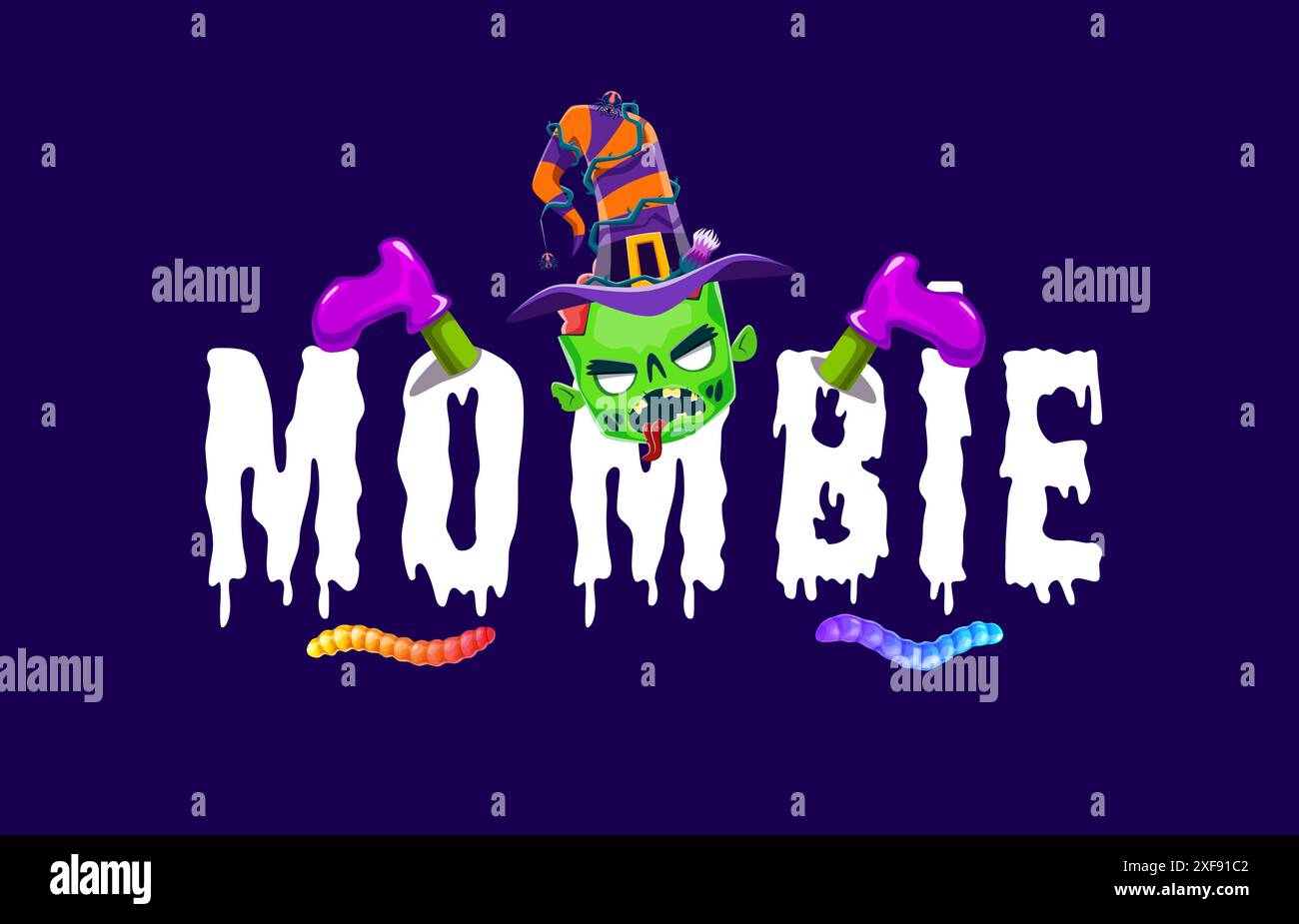 Mombie Halloween quote, mom zombie character. Vector white typography ...
