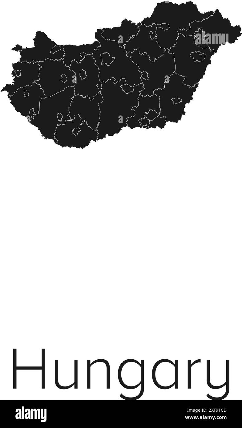 Hungary Map Vector Illustration - Silhouette, Outline, Hungary Travel ...