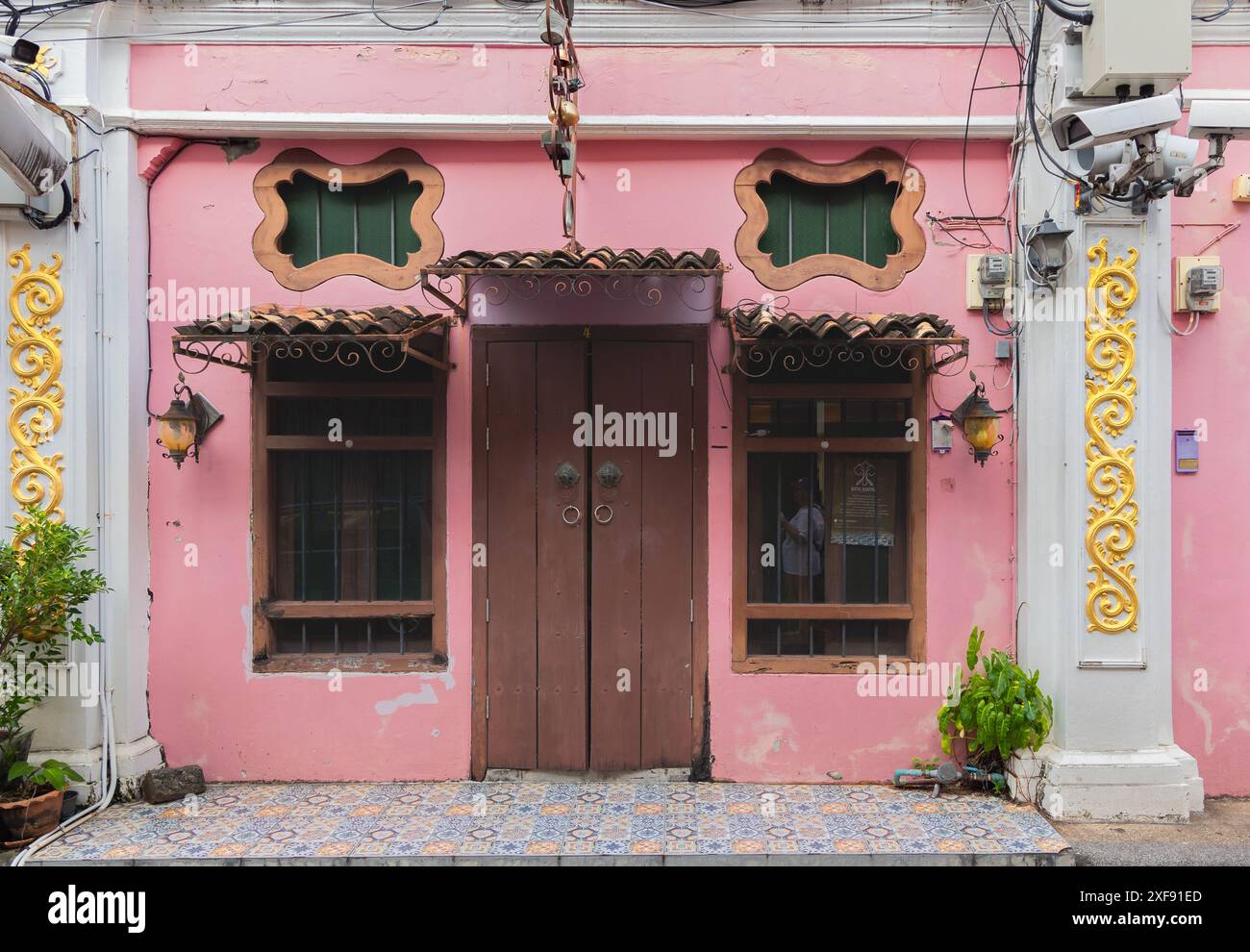 Pink Portuguese style house. Phuket old town center with Sino ...