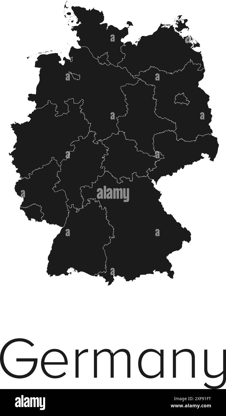 Germany Map Vector Illustration Silhouette Outline Germany Travel And Tourism Map Stock