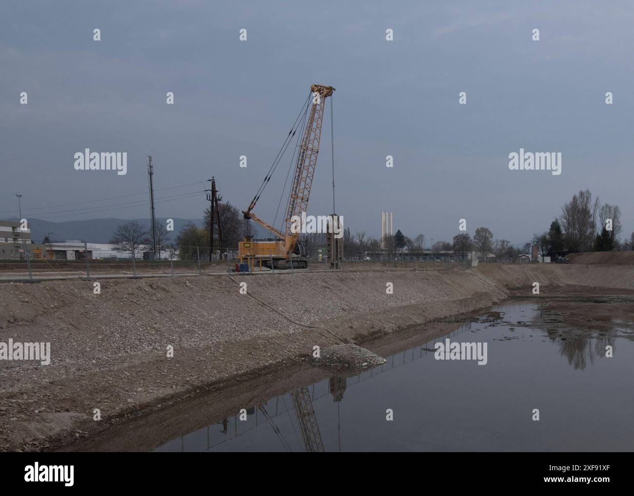 crane vehicle truck in the construction work and road work crane ...