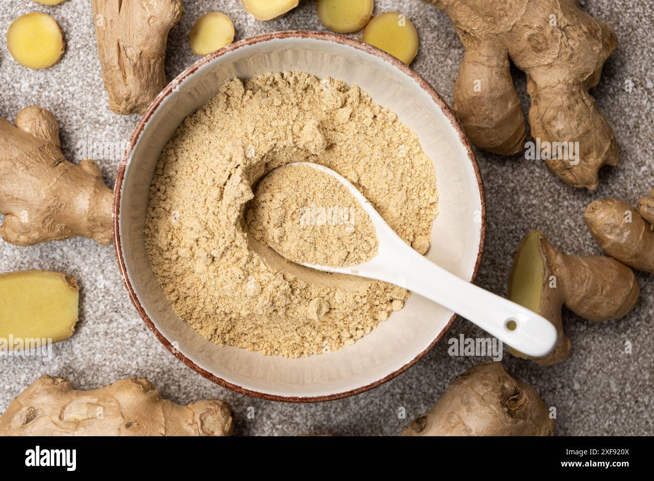 Ginger Powder, Ground Ginger Root, Top View Stock Photo - Alamy